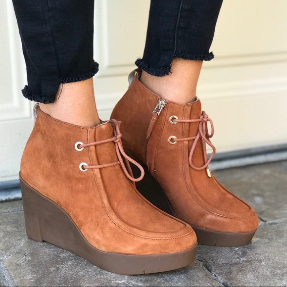 Urban Outfitters | Shoes | Distressed Rust Lug Sole Wedge Tall Ankle ...